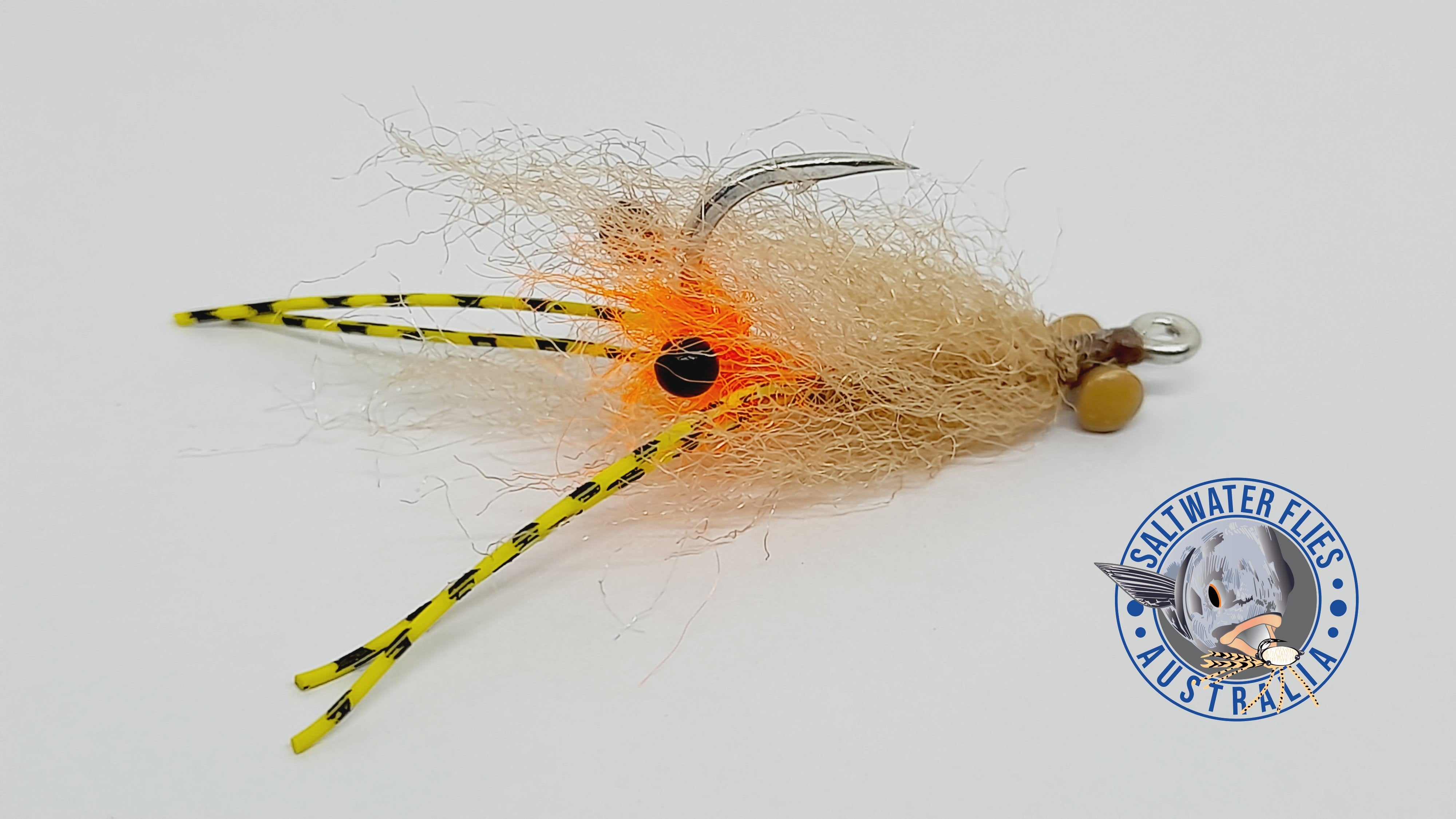 PILBARA SHRIMP FLY - SL11-3H #2 - TAN BRASS EYE – Saltwater Flies Australia