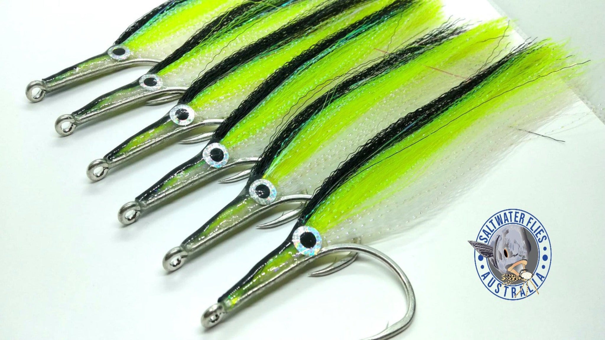 GARFISH/NEEDLE PROFILE FLY - CHART/WHITE/BLACK BACK STRIP – Saltwater ...